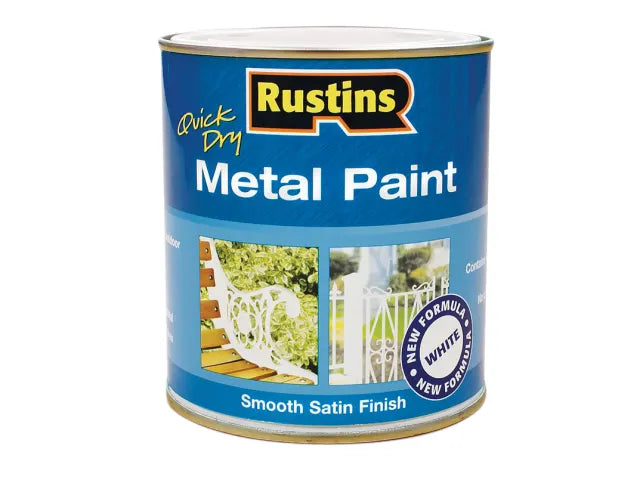 Rustins Quick Drying Metal Paint Smooth Satin White 250ml – GS Workwear
